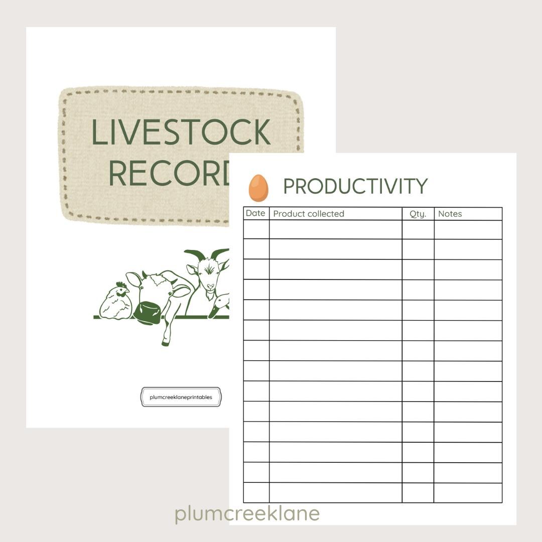 Livestock Record Sheet Bundle | Printable Homestead Animal Tracker ...