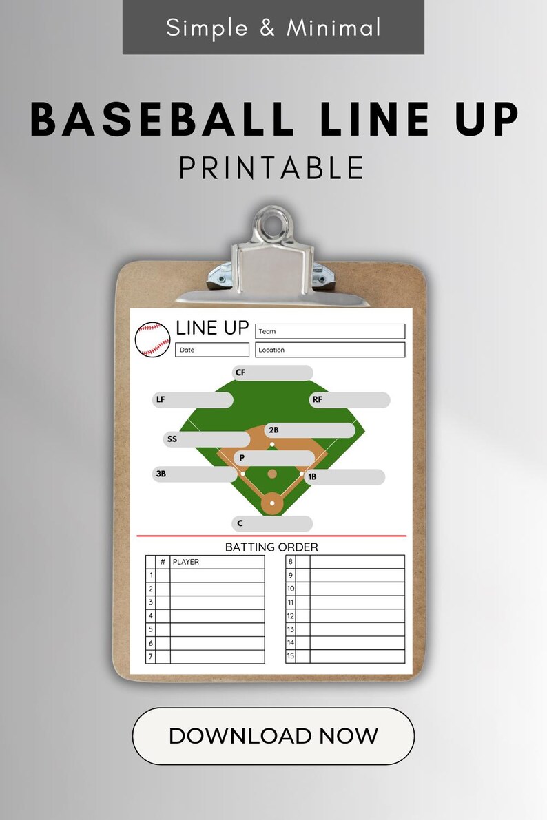 Printable Baseball Lineup Card | Softball Roster Sheet | Editable PDF ...