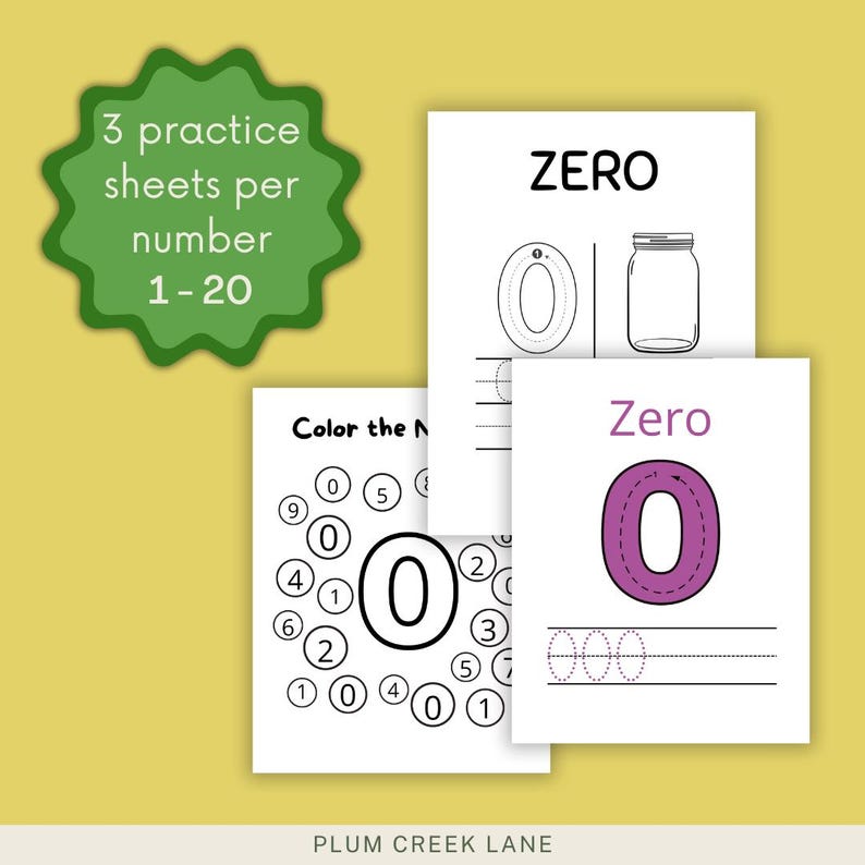 Preschool Numbers 1–20 Worksheets Bundle | Counting, Tracing & Math ...