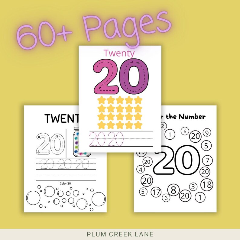 Preschool Numbers 1–20 Worksheets Bundle | Counting, Tracing & Math ...