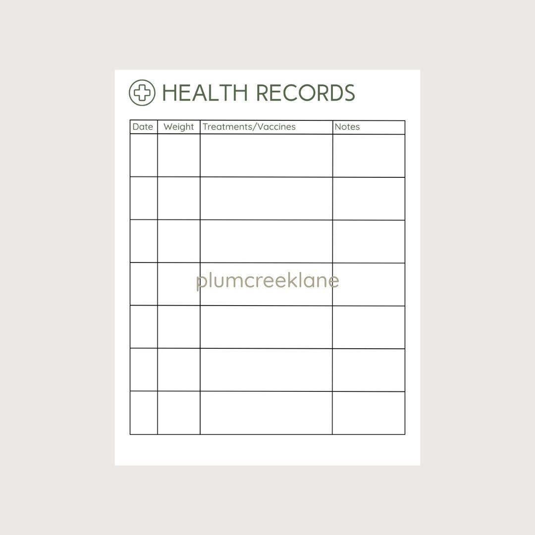 Livestock Record Sheet Bundle | Printable Homestead Animal Tracker ...