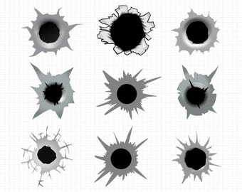 Bullet Hole SVG Bundle, Bullet Hole Vector, Bullet Hole Cut Files ...