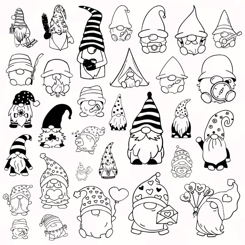 Gnome Svg Bundle, Christmas Gnome Clipart for Cricut, Gnome Silhouette ...