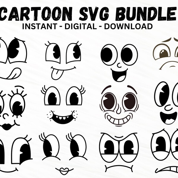 Cartoon Faces Svg - Etsy