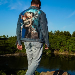 Custom Denim, Custom Hand Painted Denim Jacket, Painted Denim, Custom ...