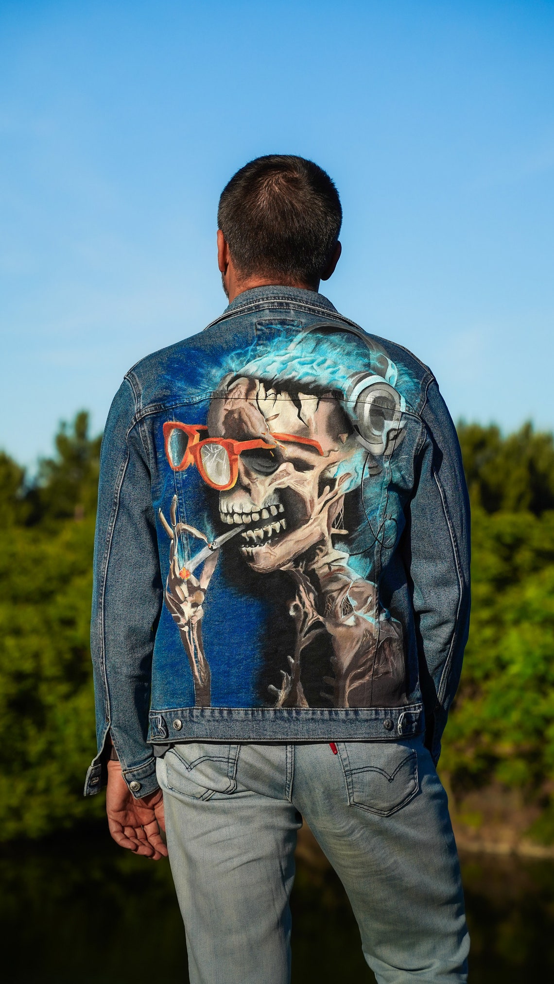 Custom Denim, Custom Hand Painted Denim Jacket, Painted Denim, Custom ...