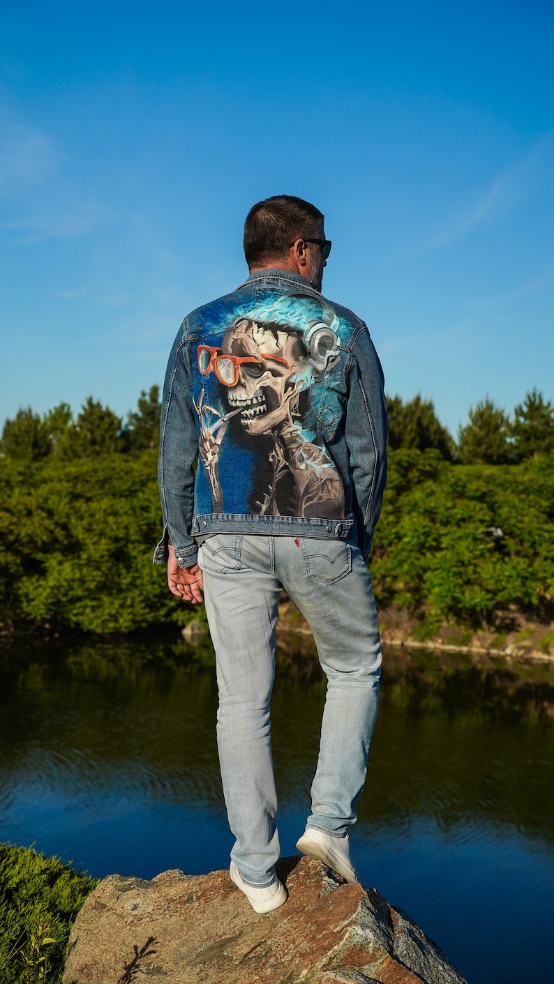 Custom Denim, Custom Hand Painted Denim Jacket, Painted Denim, Custom ...