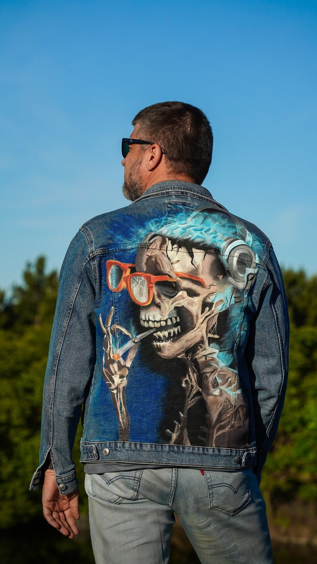 Custom Denim, Custom Hand Painted Denim Jacket, Painted Denim, Custom ...