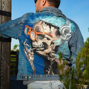Custom Denim, Custom Hand Painted Denim Jacket, Painted Denim, Custom ...