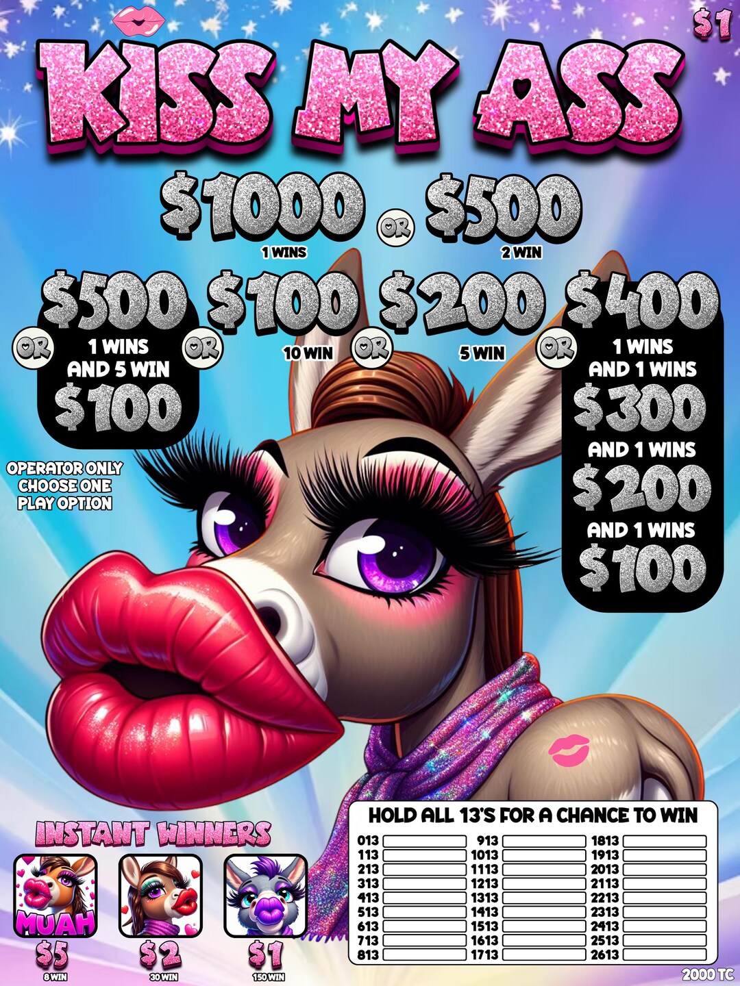 Kiss My Ass Pulltab Game - Etsy