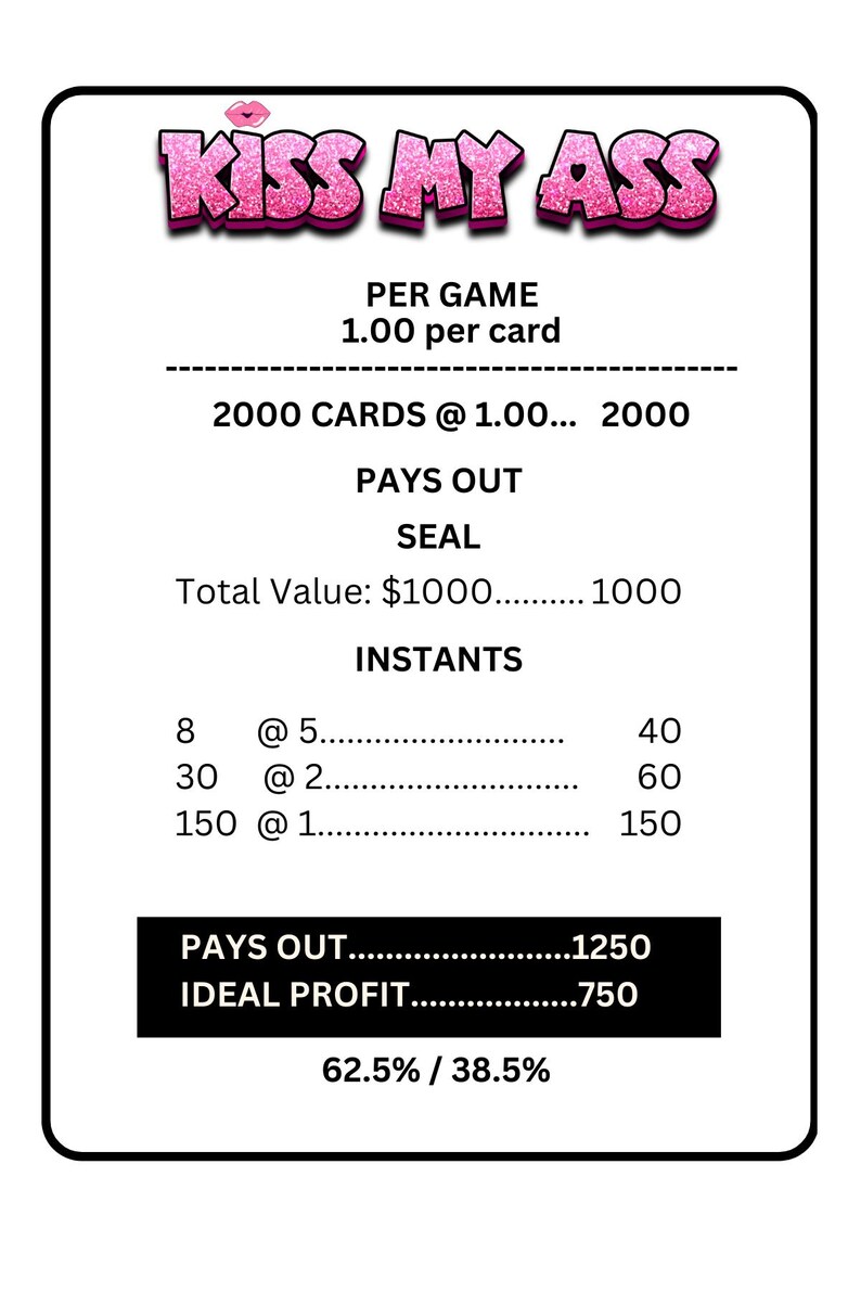 Kiss My Ass Pulltab Game - Etsy