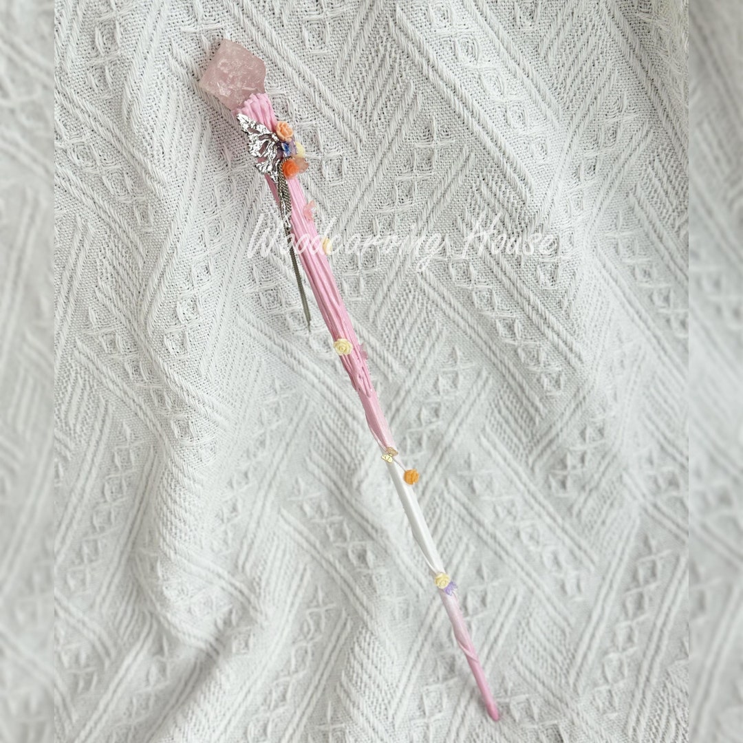 Handmade Personalized Crystal Wands, Pink Crystals, Wizard Wands, Resin ...