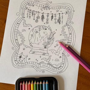 Groovy Ghost Coloring Sheet Downloadable Halloween Coloring Page - Etsy