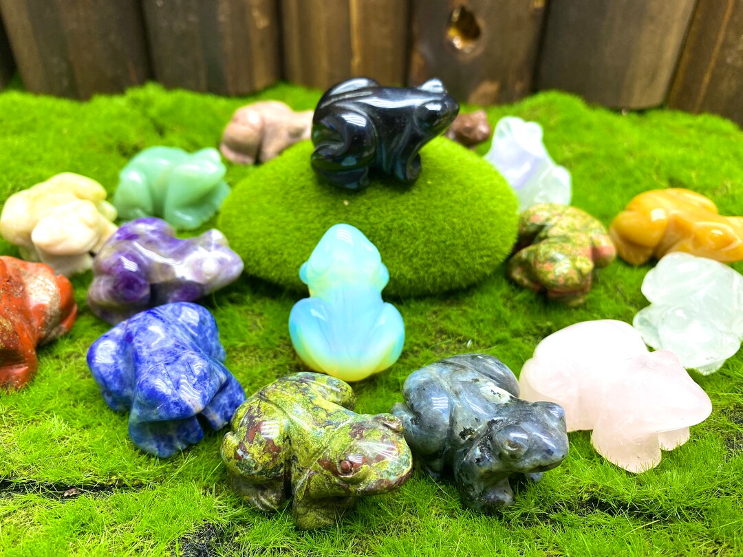 1.5‘’ Natural Crystal Frog Figurines, Hand Carved Gemstones Animals ...