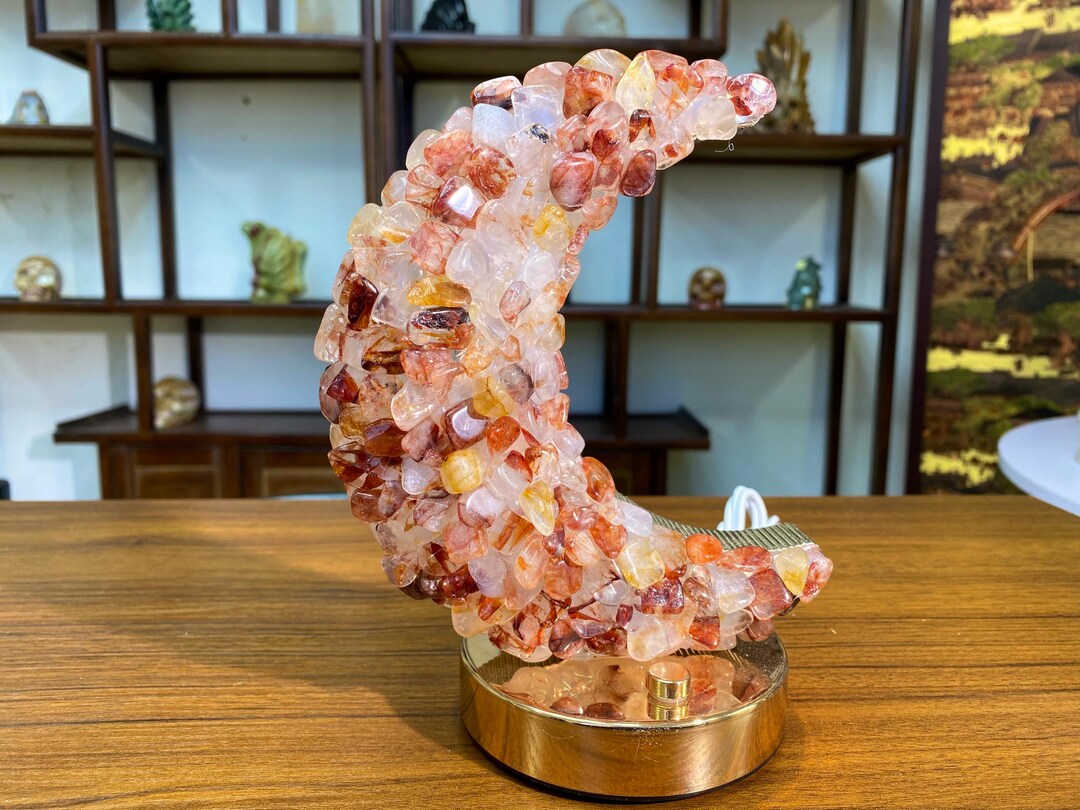 7'' Natural Crystal Lamps, Fire Quartz Lamps, Handmade Crystal ...
