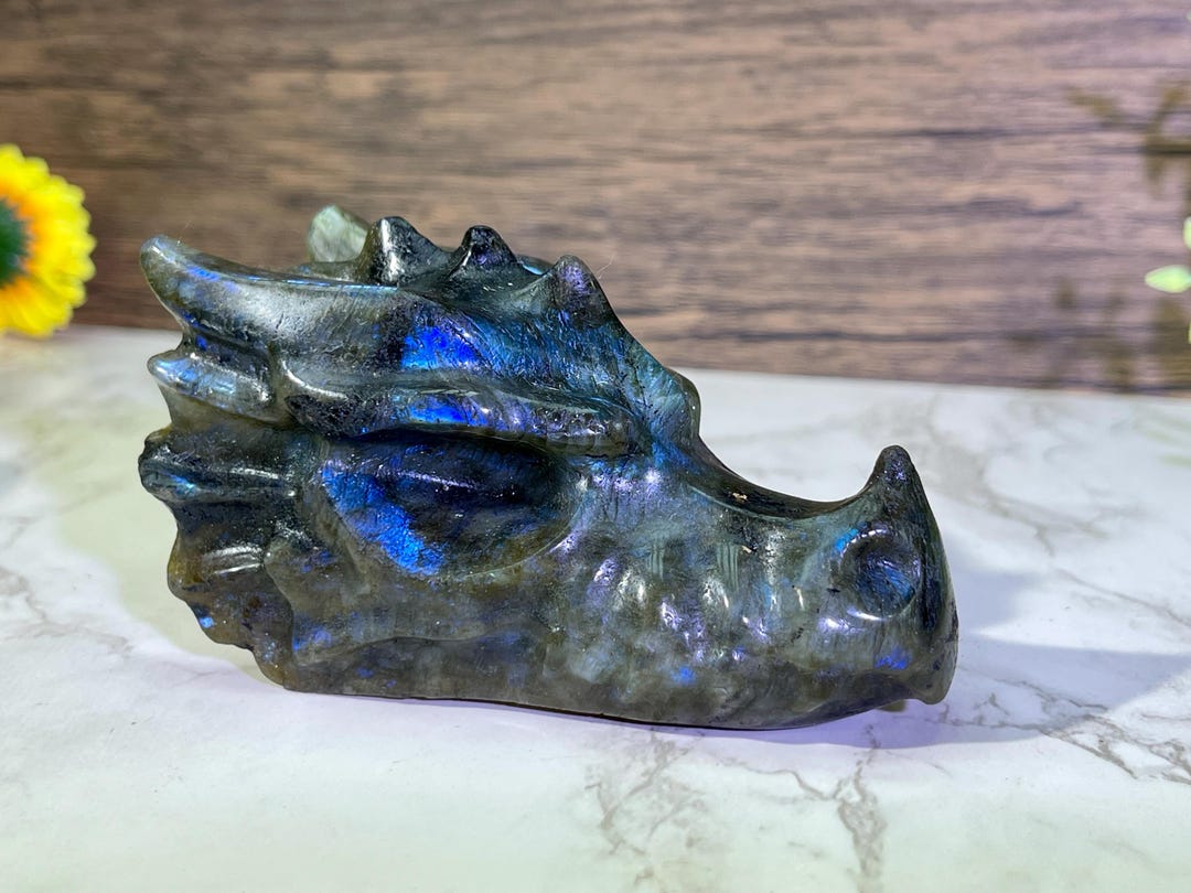 Labradorite Crystal Dragon Head: 4 Inch Carved Gemstone - Etsy