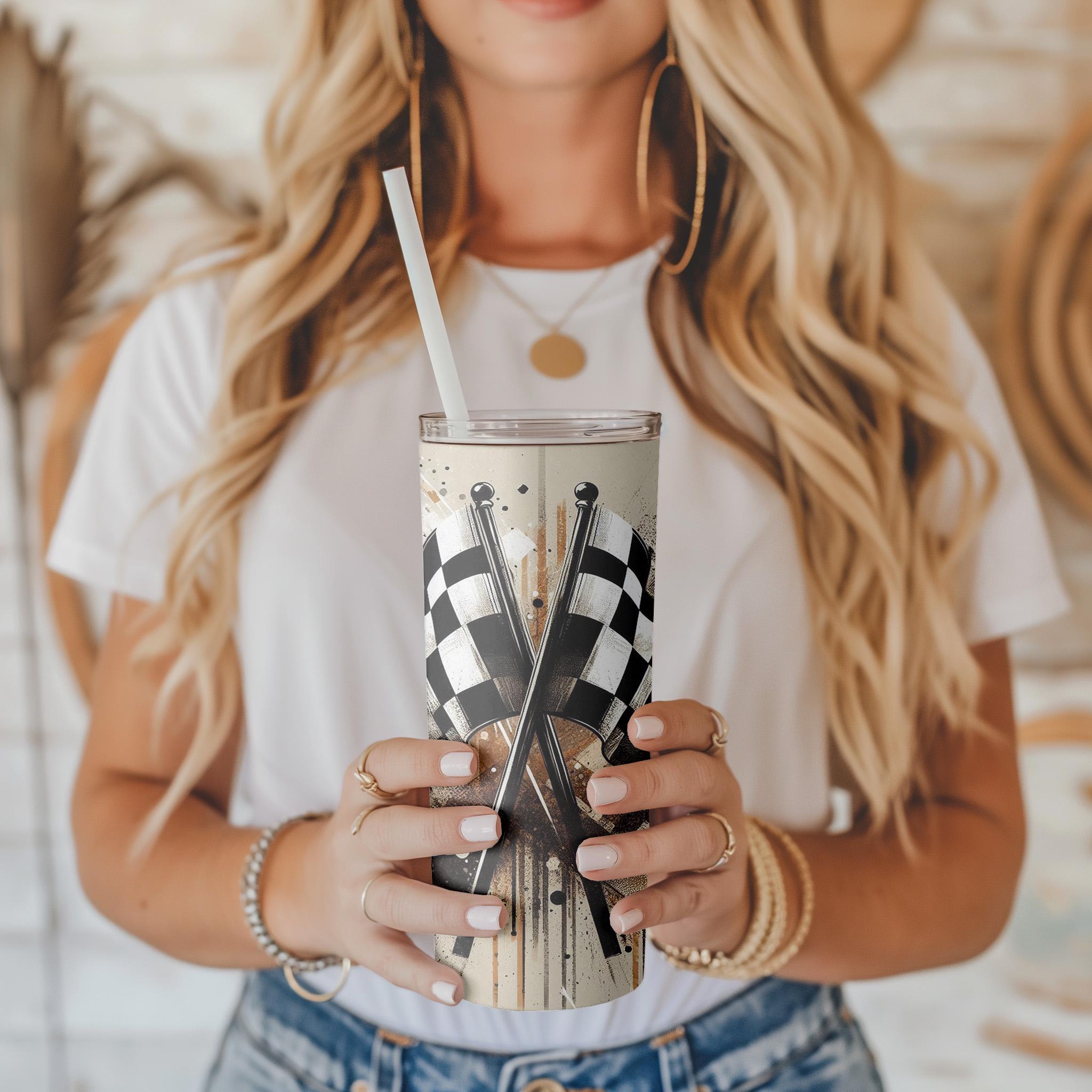 Checkered Racing Flags Tumbler Wrap Seamless 20 Oz Skinny Tumbler ...