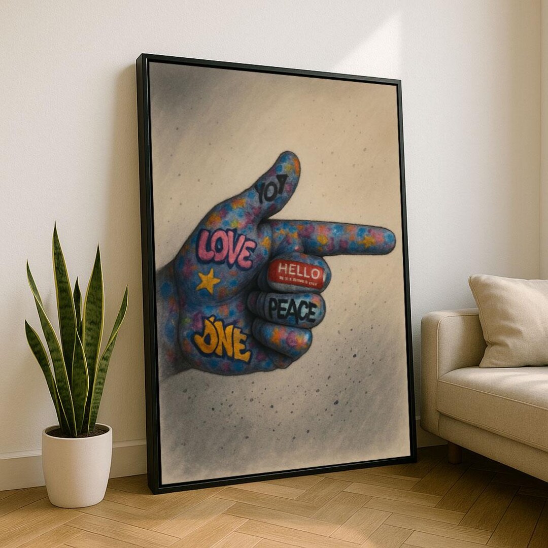Pop Art Hand Gesture Canvas Print | Colorful Statement Decor - Etsy