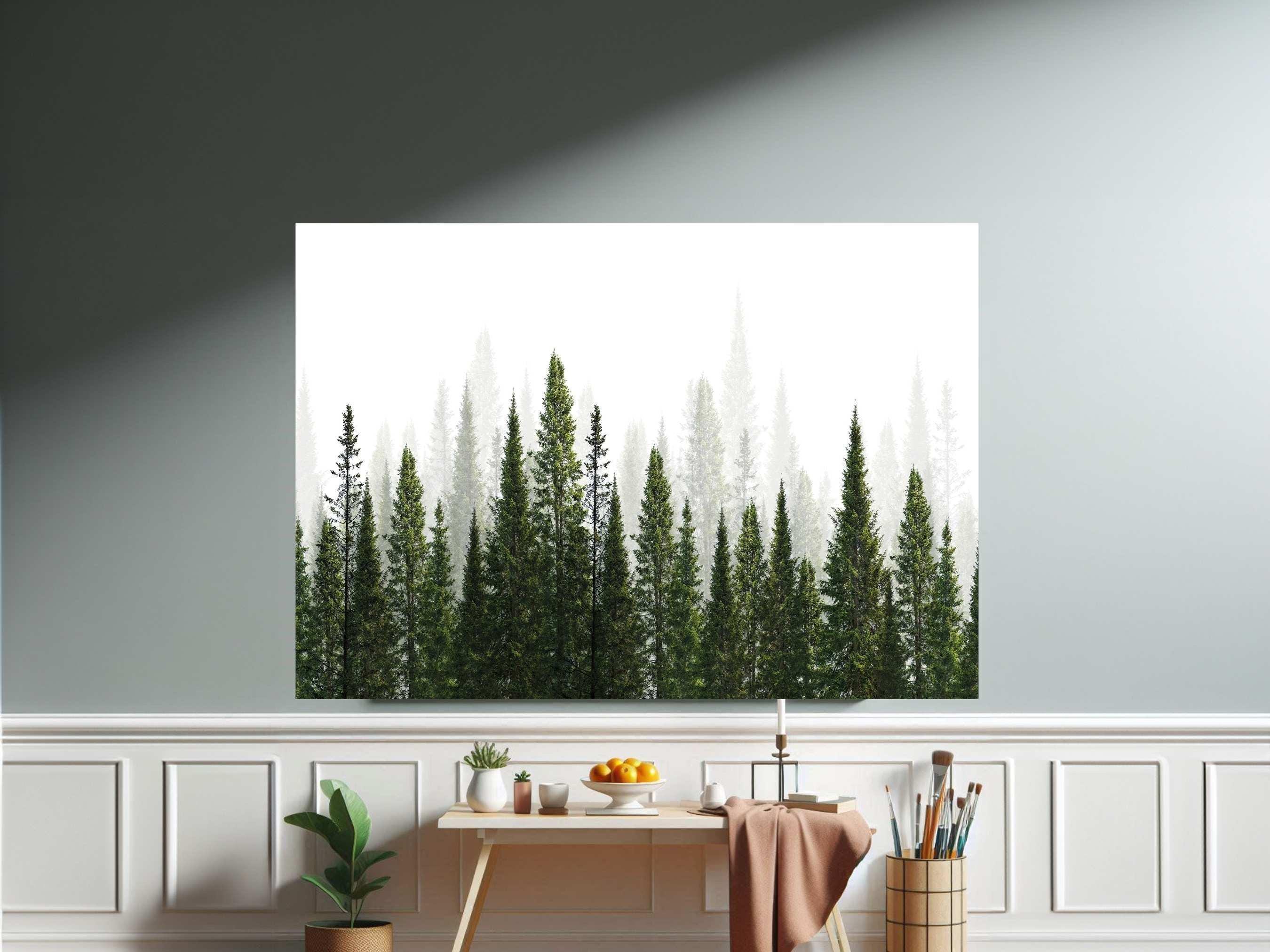 Forest Tree Print Forest Trees Framed Modern Canvas Wall Art Print ...
