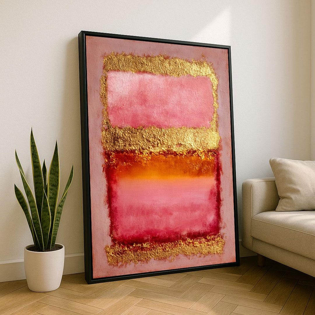 Mark Rothko Inspired Pink and Gold Canvas Bold Color Field Painting for ...