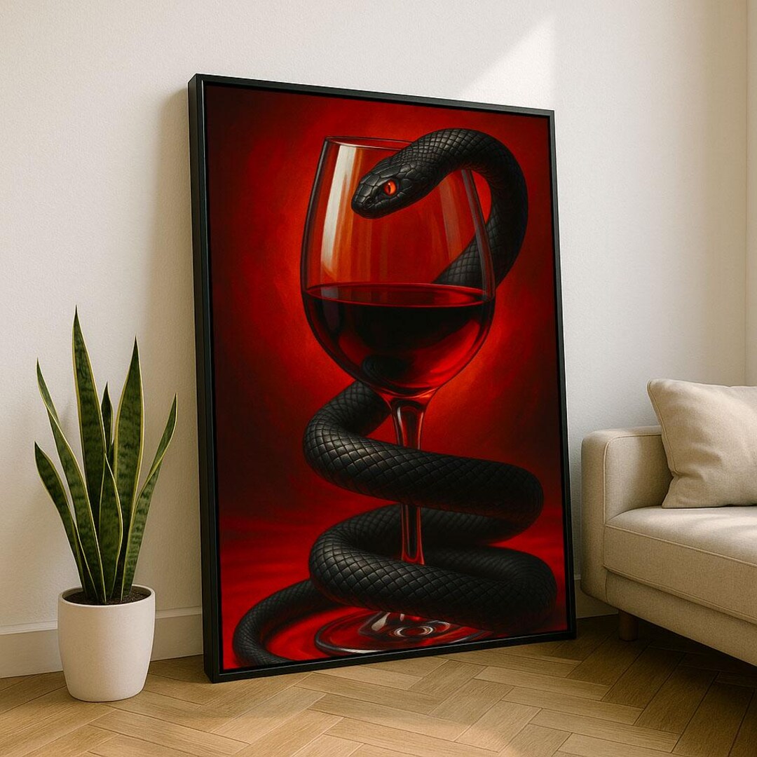Snake Wrapped Wine Glass Canvas Print | Gothic Red Room Decor - Etsy