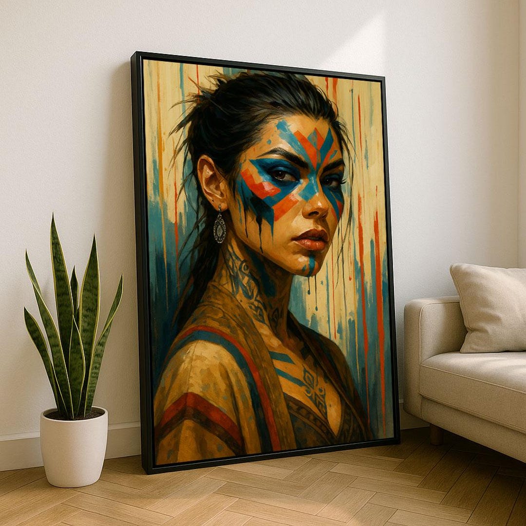 Empowering Native Woman Portrait Canvas Wall Art Print | Bold Living ...