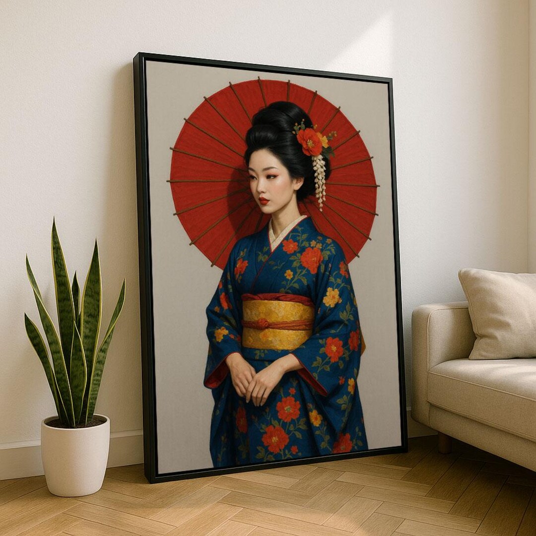 Elegant Japanese Geisha Canvas Wall Art Print | Oriental Bedroom Decor ...
