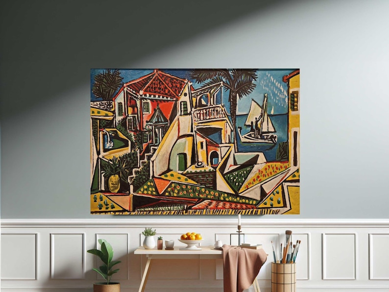 Picasso Mediterranean Landscape Canvas Print, Cubism Surrealism, Framed ...
