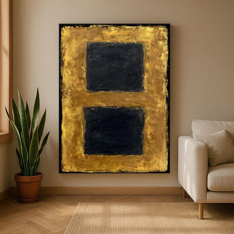 Mark Rothko Black and Gold Canvas Wall Art Print Elegant Living Room ...