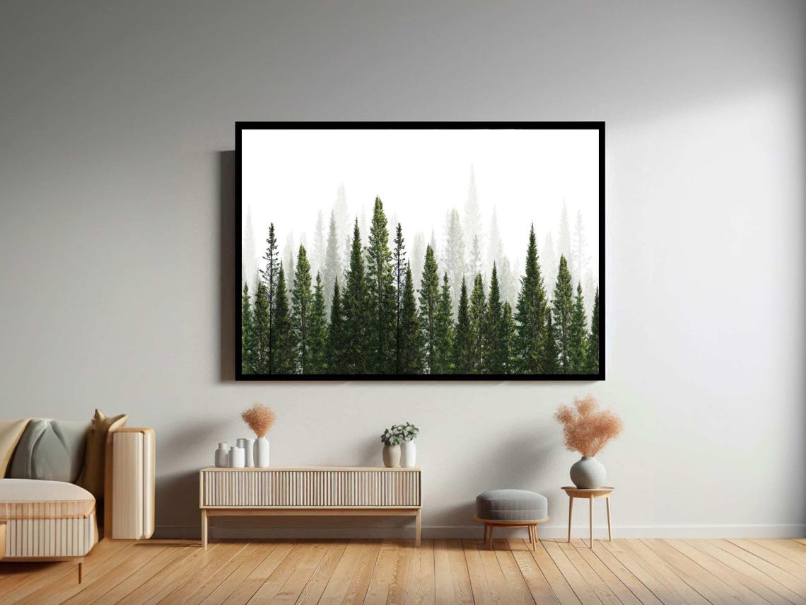 Forest Tree Print Forest Trees Framed Modern Canvas Wall Art Print ...