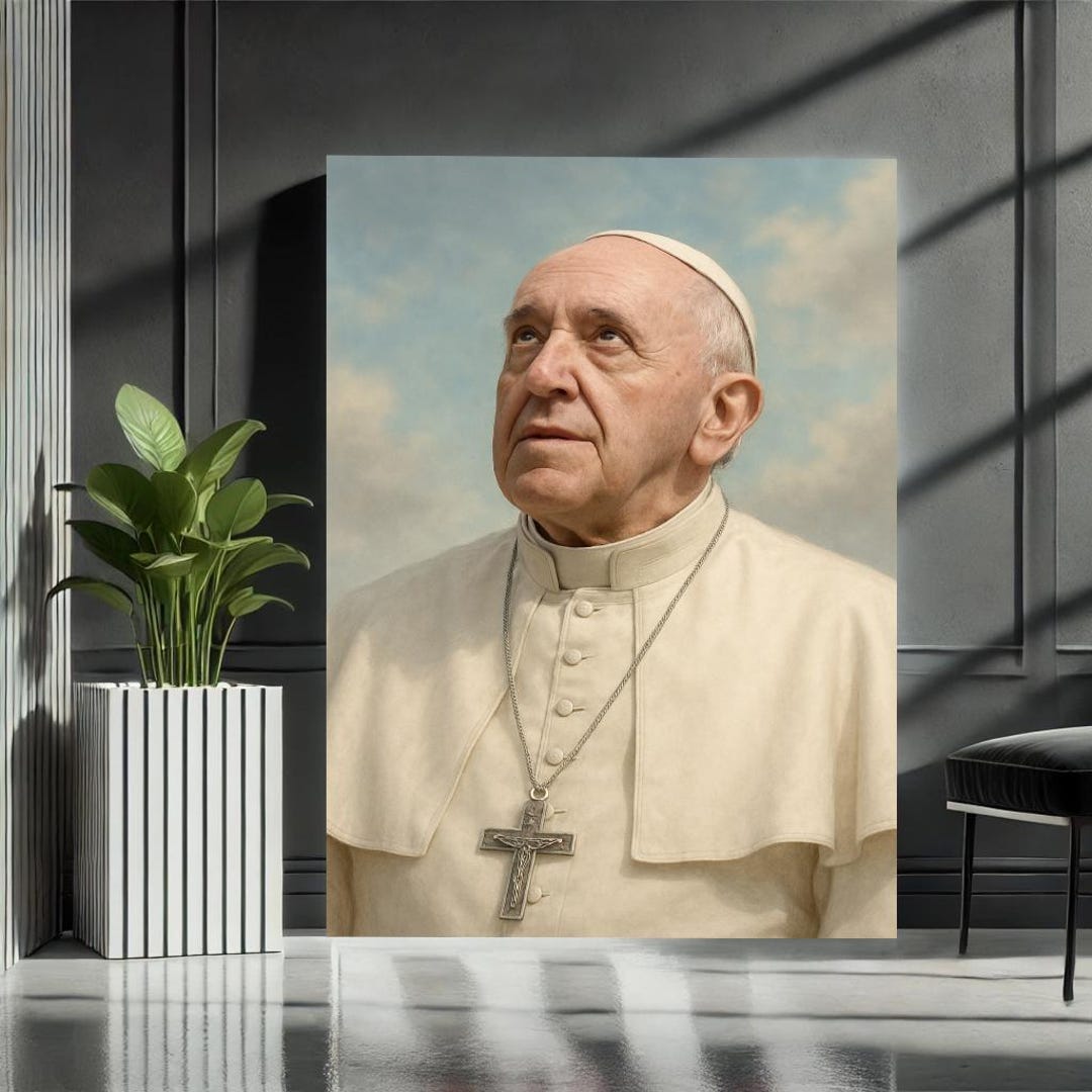 Pope Francis Portrait Canvas, Realistic Religious Art, Canvas Wall Art ...