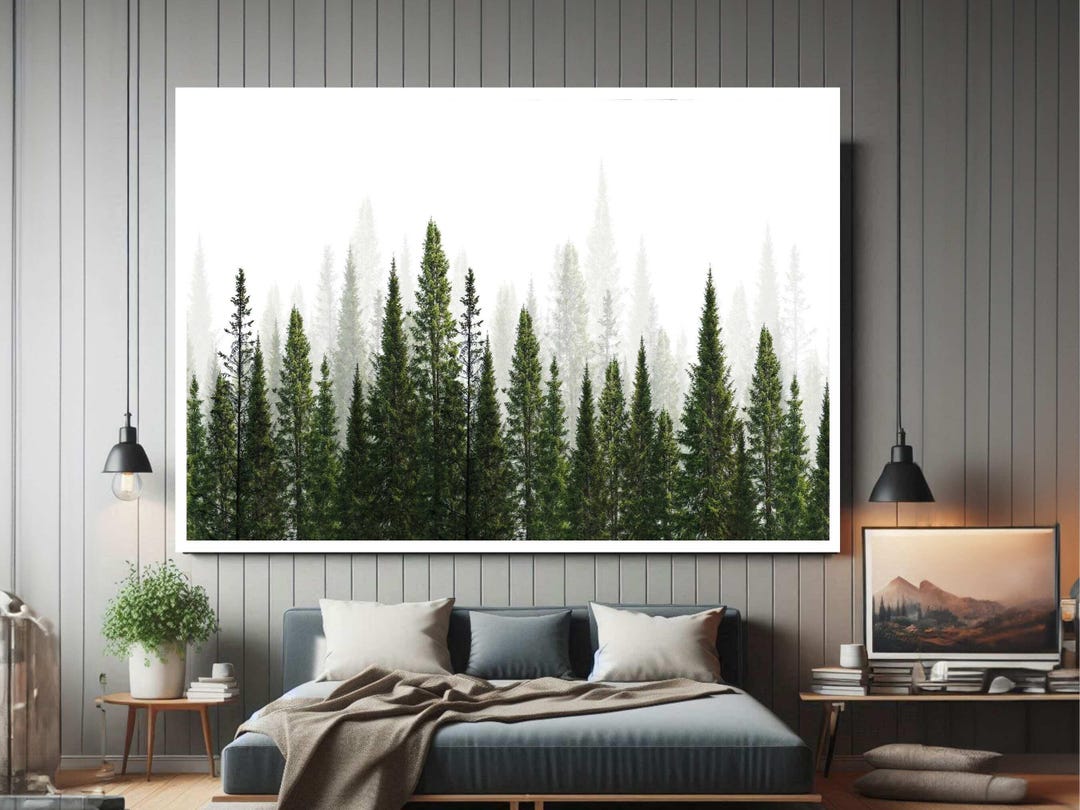 Forest Tree Print Forest Trees Framed Modern Canvas Wall Art Print ...