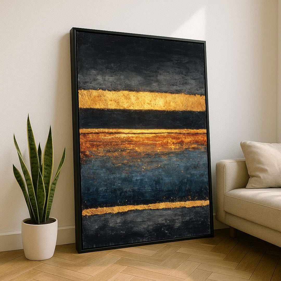 Rothko Inspired Gold & Blue Abstract Canvas Art Print - Etsy