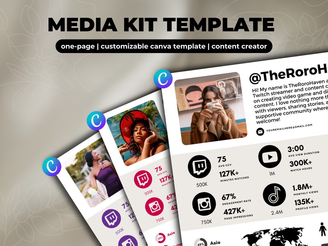 Digital Influencer Media Kit Template | Content Creator Media Kit | One ...
