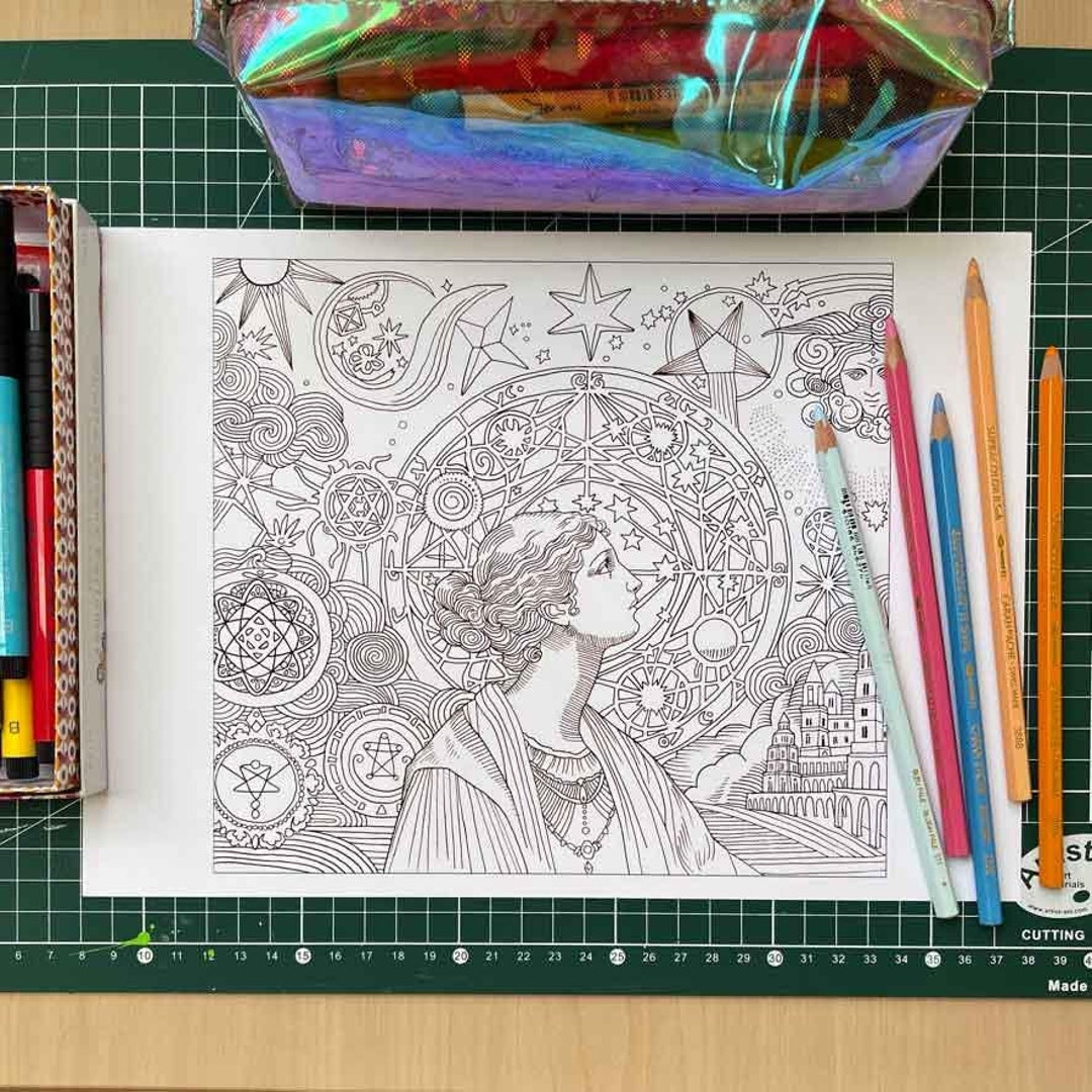 Spirituelle Malseite zum Ausdrucken Mystische Frau und geometrische ...