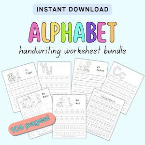 Alphabet Handwriting Worksheet Bundle - 106 Pages of Letter Worksheets ...