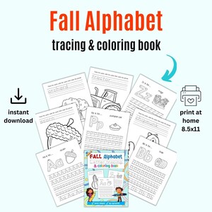 Fall Alphabet Handwriting Workbook and Coloring Book for Kindergarten ...