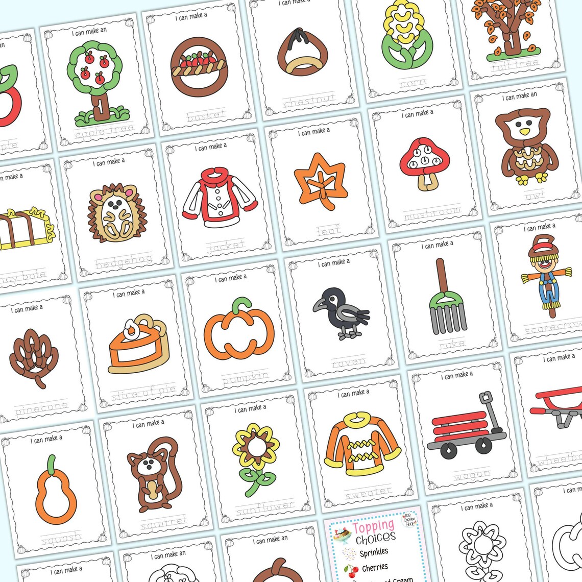 Fall Play Dough Mats - Fall Themed Play Dough Activity Mats - Fine ...