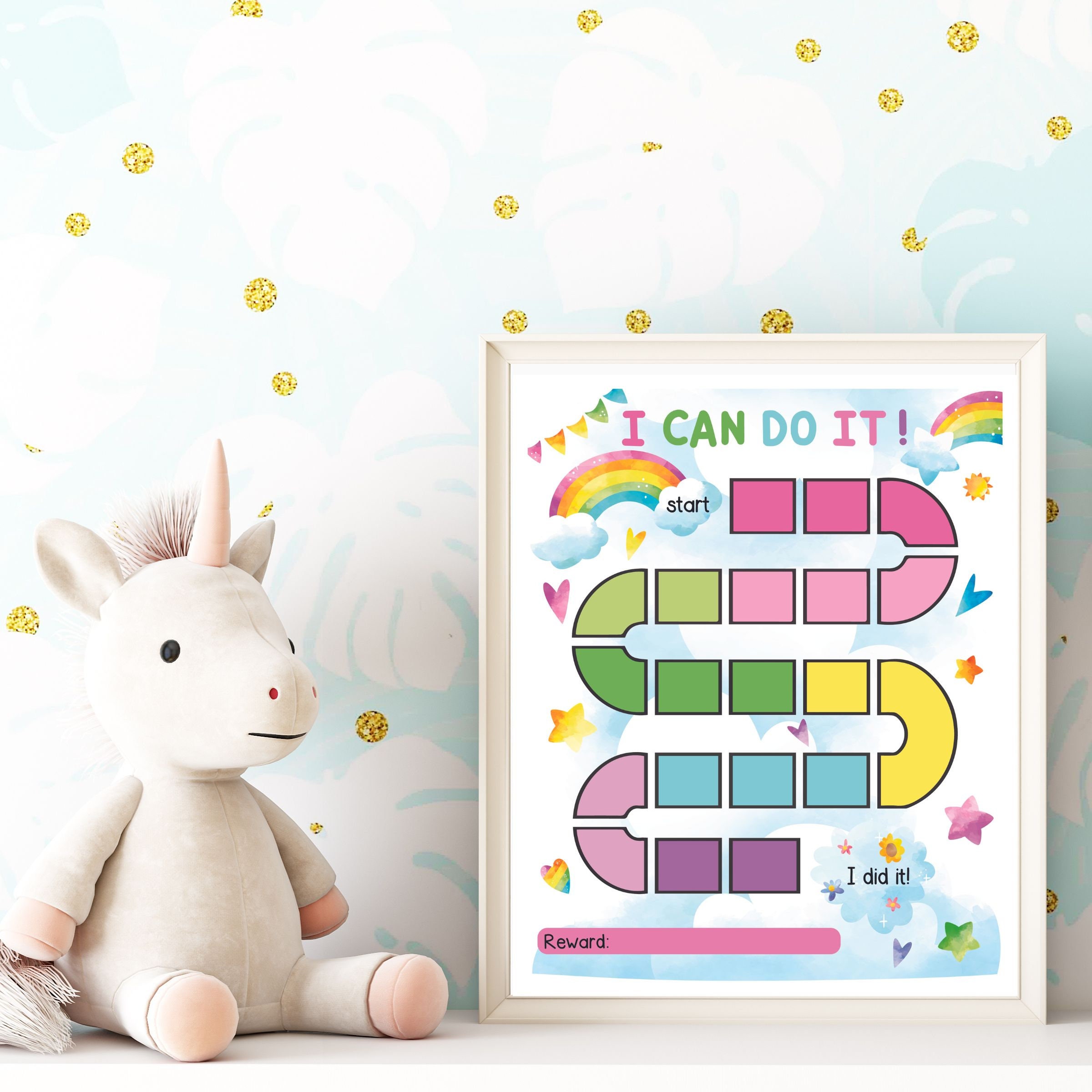 Bright Rainbow Reward Chart - Printable Rainbow Kids Behavior Chart ...