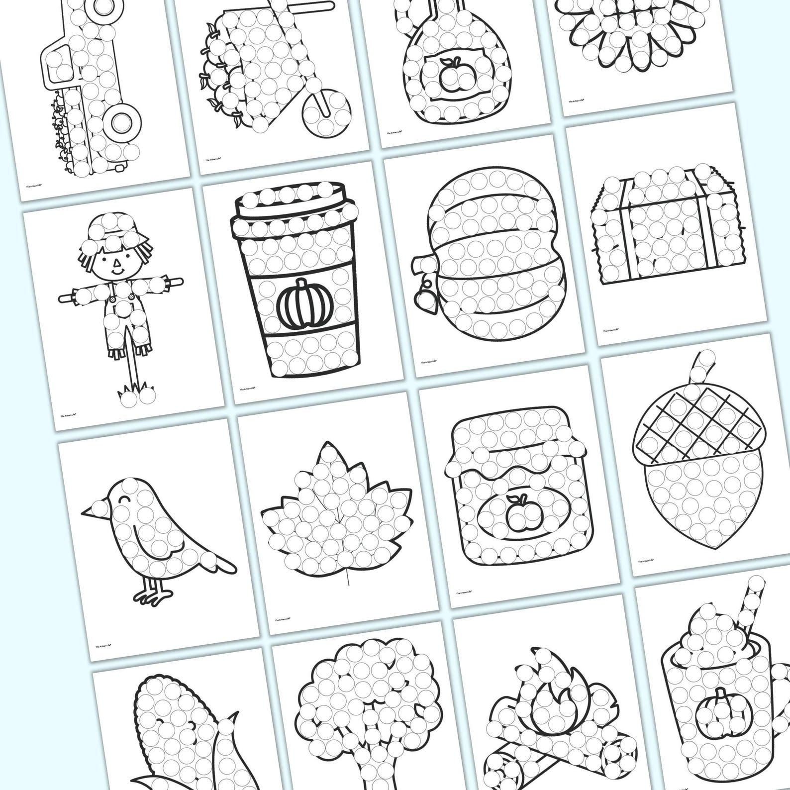 Fall Dot Marker Coloring Pages - Dot It Markers Activity for Fall - Dab ...