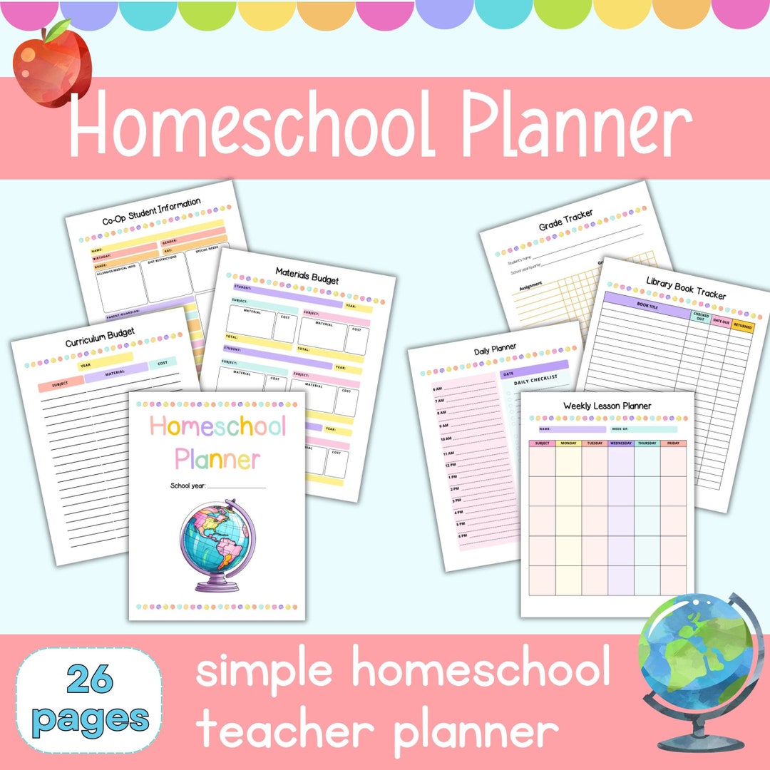Homeschool Planner - Printable Homeschool Pastel Planner - Home School ...