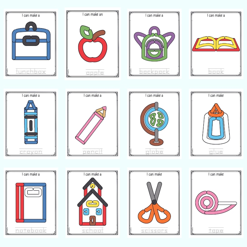 Back to School Theme Play Dough Mats - Fall Play Dough Activity Mats ...