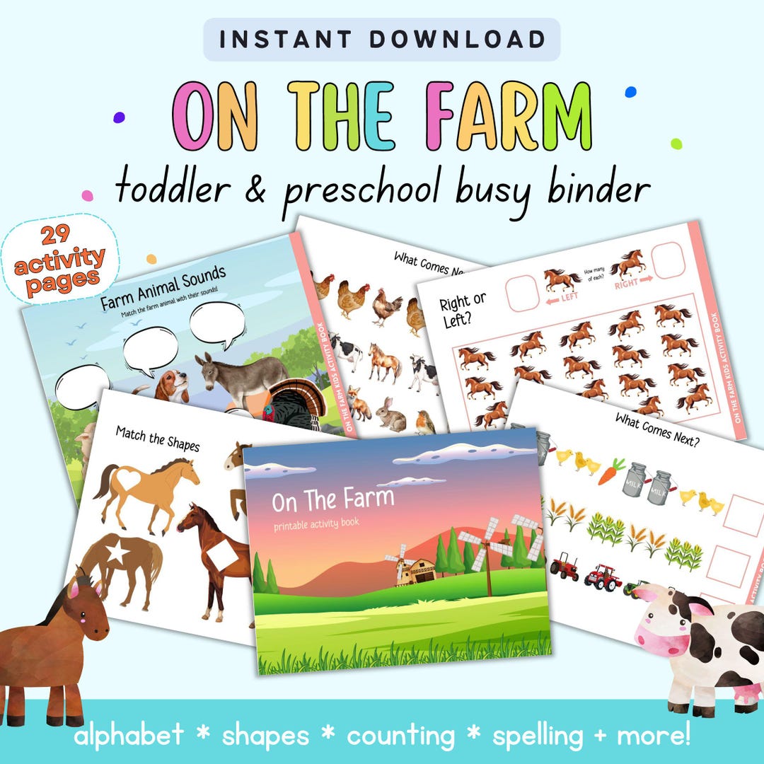 Farm Theme Busy Binder for Toddlers and Preschoolers - Quiet Book for ...