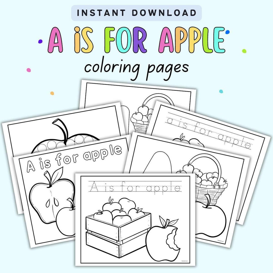 A is for Apple Coloring Pages - Apple Coloring Pages for Kids - Letter ...