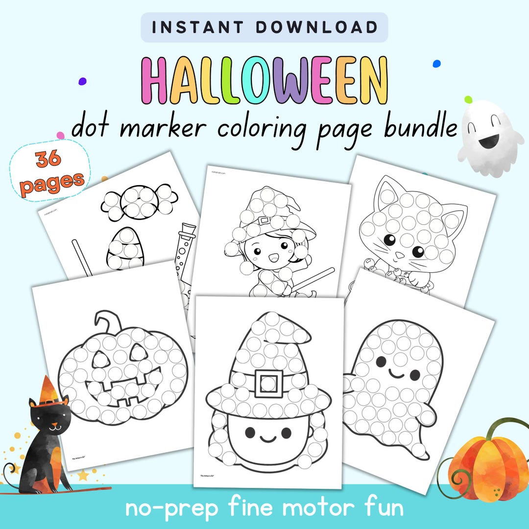 Halloween Dot Marker Coloring Pages Printable - Dot Markers Activity ...