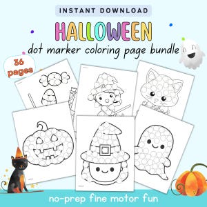 Halloween Dot Marker Coloring Pages Printable - Dot Markers Activity ...