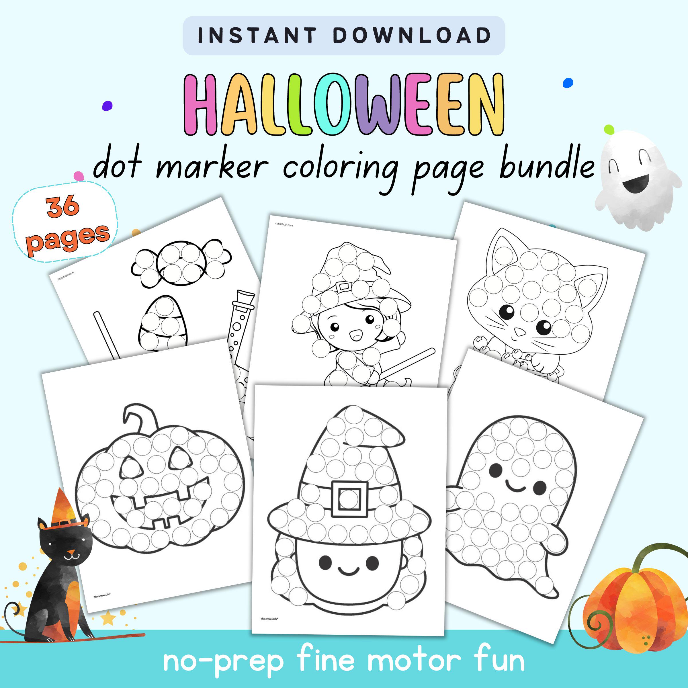 Halloween Dot Marker Coloring Pages Printable - Dot Markers Activity ...