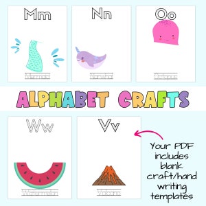 Alphabet Handprint Crafts & Handwriting Worksheet Bundle - Letter of ...