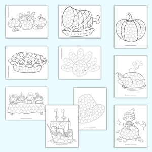 Thanksgiving Dot Marker Coloring Pages - Dot Markers Activity - Dab It ...