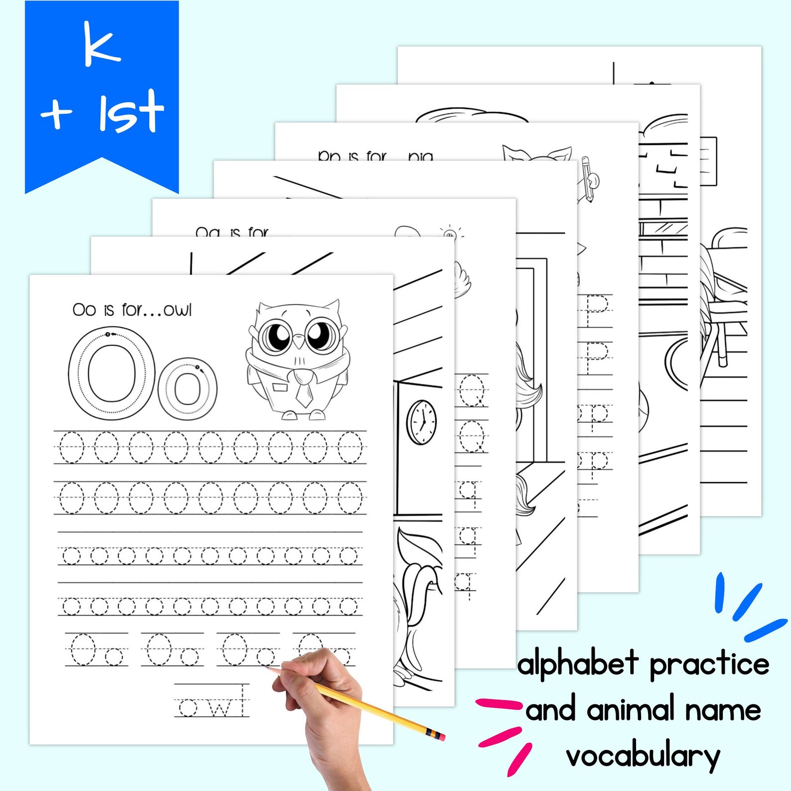 Back to School Alphabet Handwriting Workbook and Animal Coloring Book ...